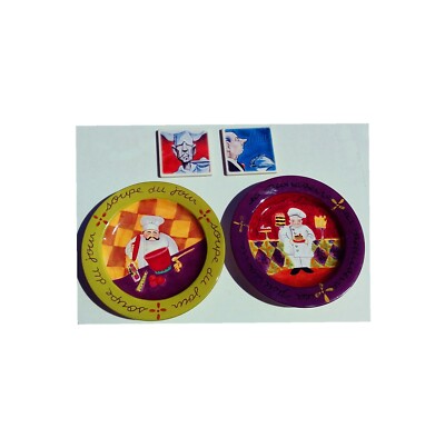 Bundle Of Bon Appétit Fat Chef Bistro Decorative Plates & Chef Coasters ...