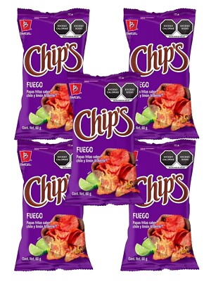 Barcel Chips Fuego 60g Box with 5 bags papas snack Mexican Chips | eBay