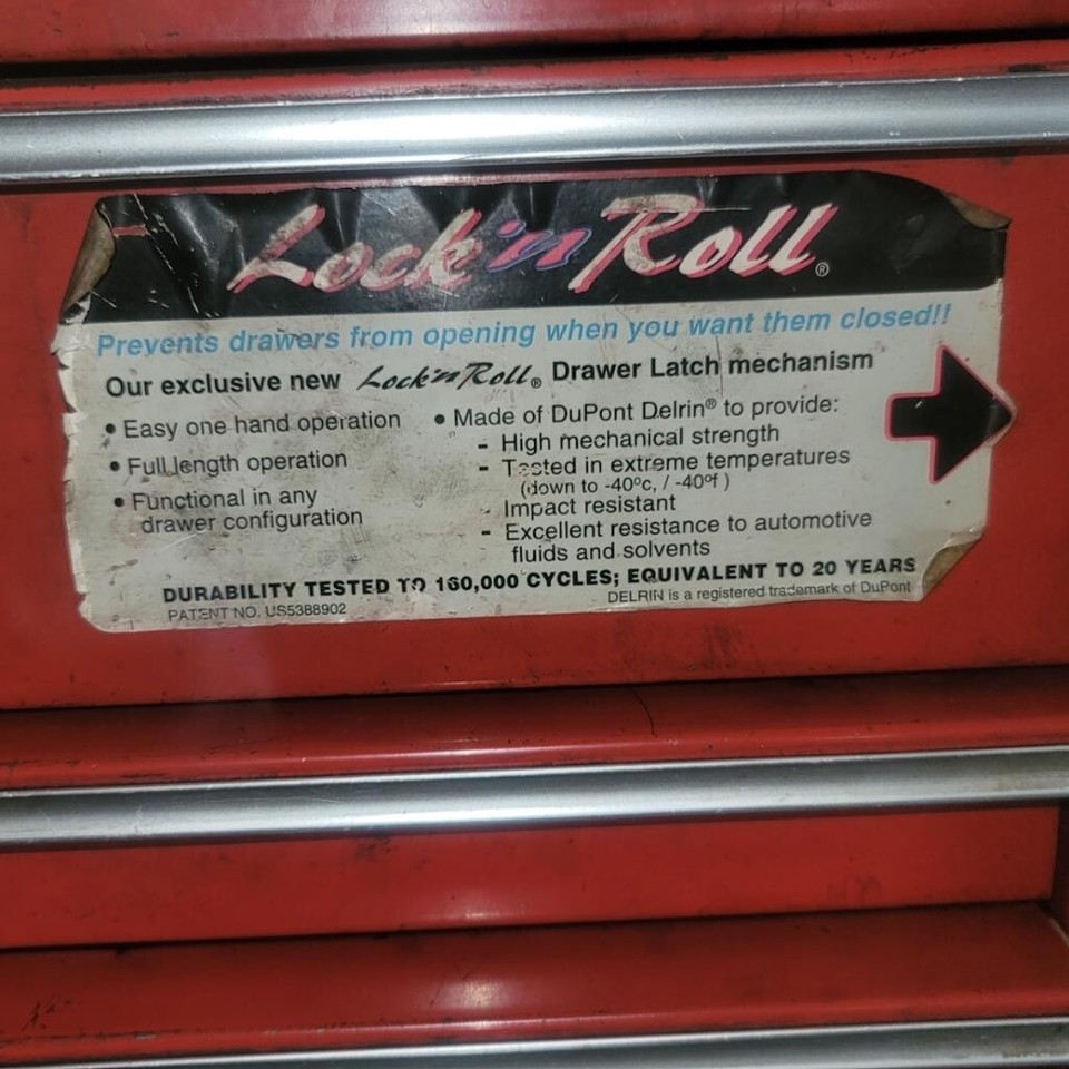 SNAP ON Tool Box KRL-1003 Red Triple Bank with 17 Lock n Roll Drawers ...