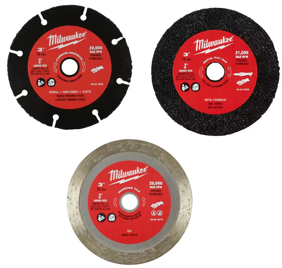 3 New Milwaukee 3" 2522-20 Tool Blades 49-94-3005, 49-94-3000 & 49-94 ...