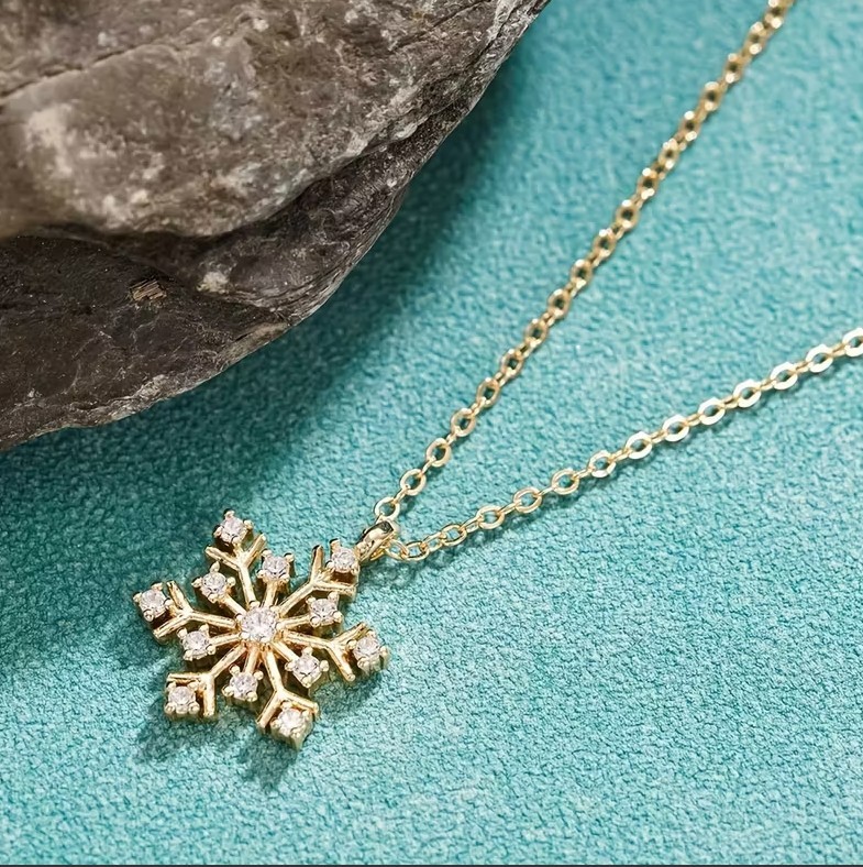 Fancy Necklace Steel Chain Gold, Snowflake Star Pendant Rhinestones | eBay