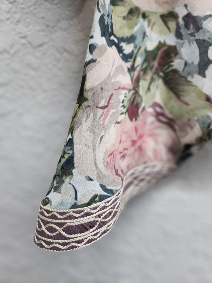 Soft Surroundings Topper Kimono Sz L Floral Embroidered Boho Open ...