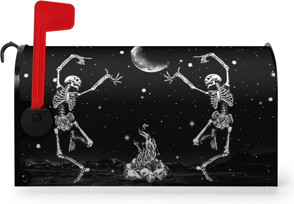 Halloween Skull Mailbox Cover Dancing Human Skeleton Mailbox Covers ...