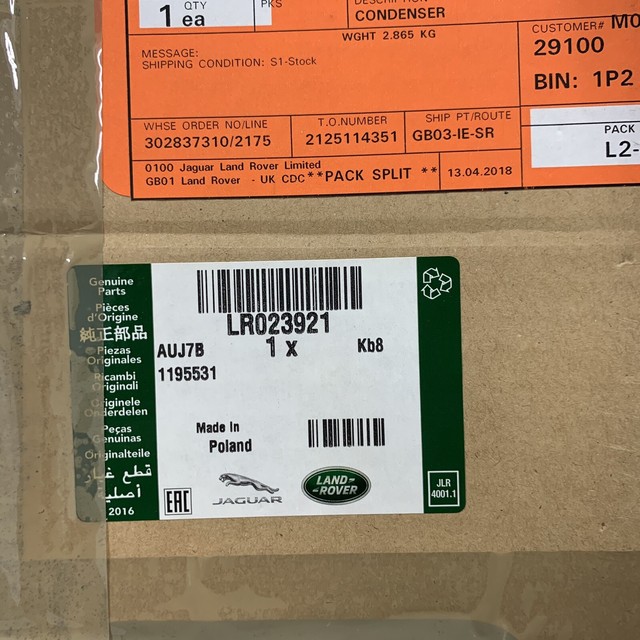 LR023921 Condenser Radiator Air Conditioning Land Rover FREELANDER ...