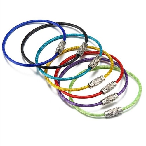 10x Wire Rope Keychain Lanyard Organisers Steel EDC Screw Lock Cable ...