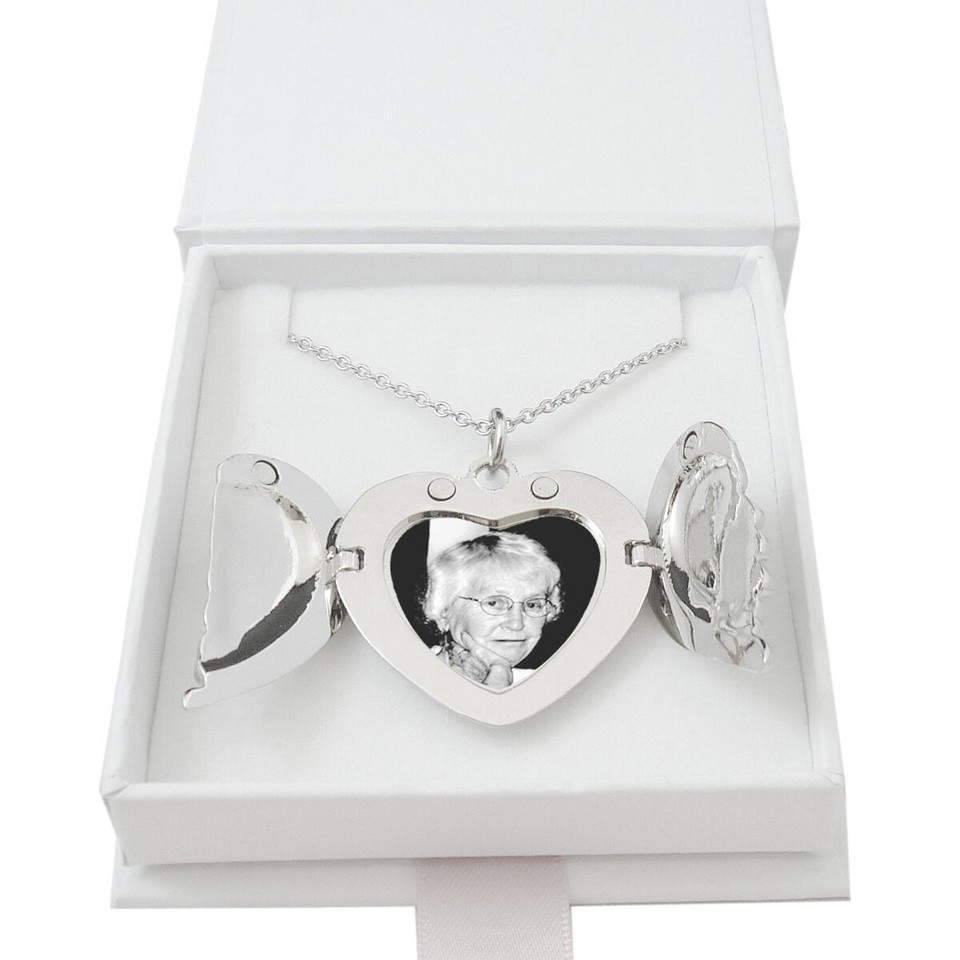 Ladies Locket Necklace, Personalised with Photo and Engraving, Angel ...