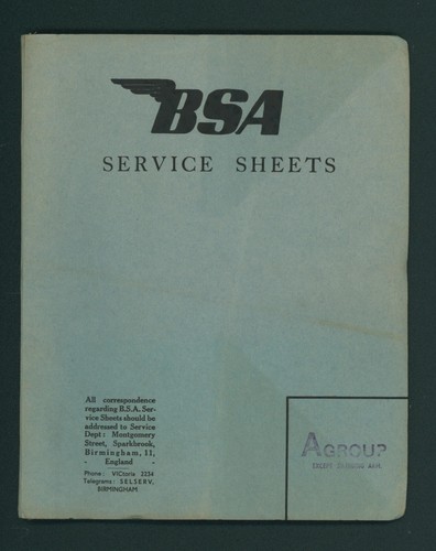 BSA 500 A7 650 A10 Plunger (1950's) Factory Dealer SERVICE-SHEETS ...