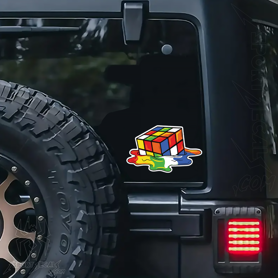 Melting Melted Rubik's Cube JDM Retro 70's 80's 90's Car Vinyl Decal ...