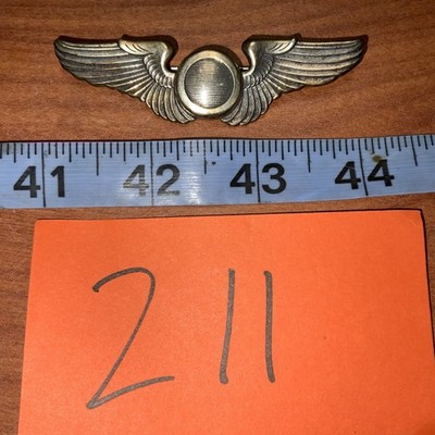 US WWII ARMY AIR FORCE OBSERVER BADGE WINGS STERLING SILVER 3" PIN O211 ...