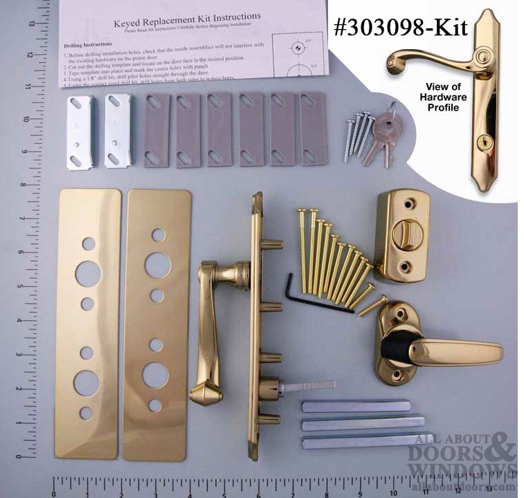 Larson Storm Door Handle With Key Polished Brass Storm Door Hardware ...