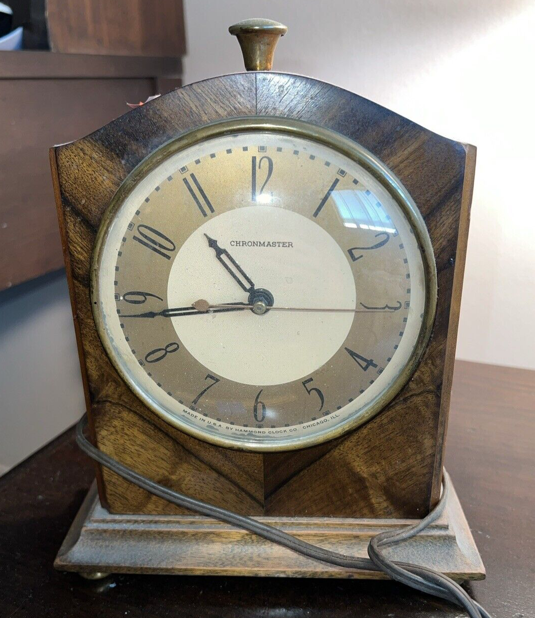 Vintage Electric Table Mantel Clock CHRONMASTER 1930s Wood Case Working ...