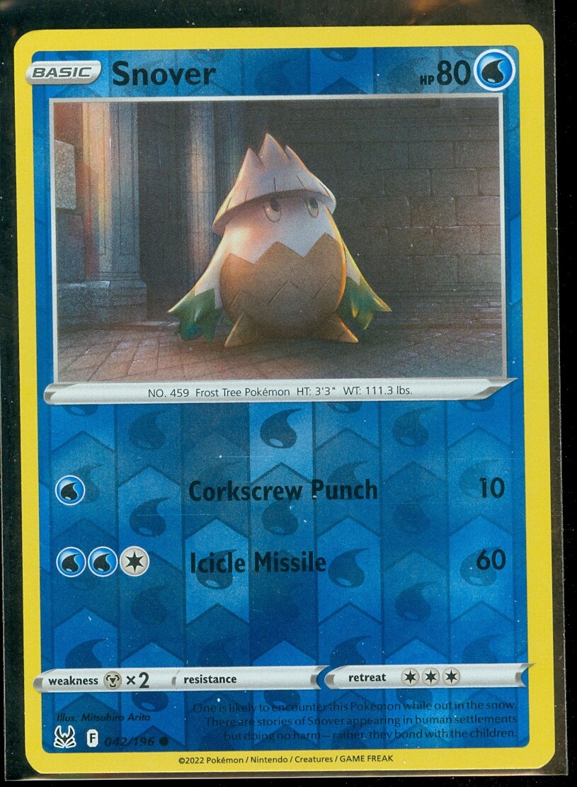 Pokemon SNOVER 042/196 - Lost Origin - Rev Holo - - MINT | eBay