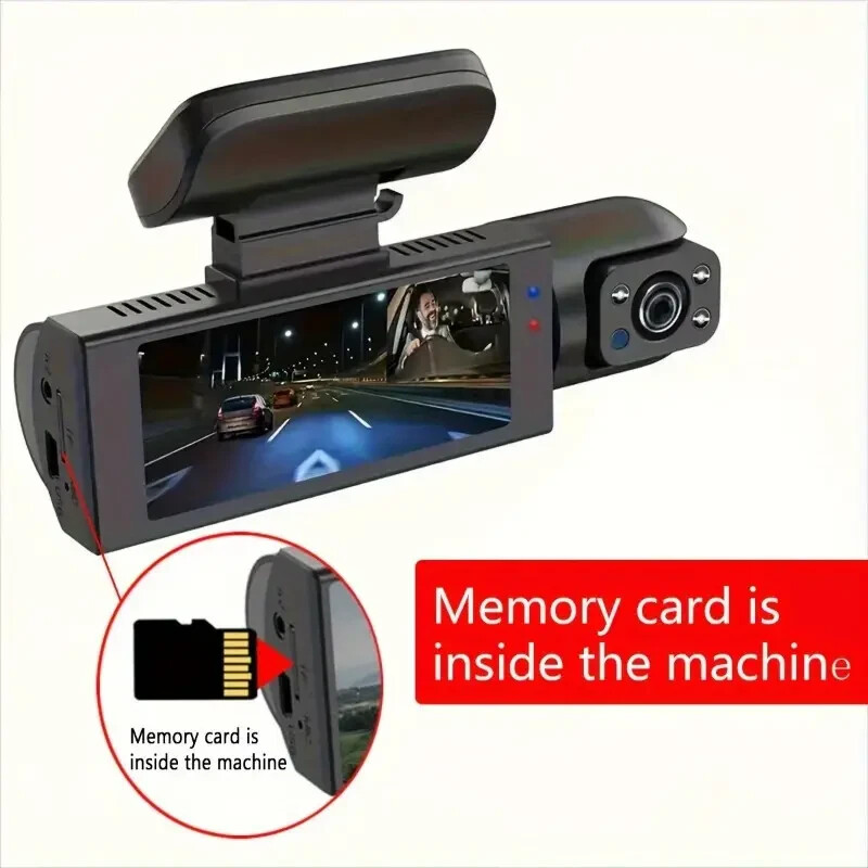 1080P Dual Camera Dash Cam with USB Rechargeable Lithium Polymer ...