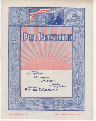 1934 Tribute to President Franklin D. Roosevelt Sheet Music | eBay