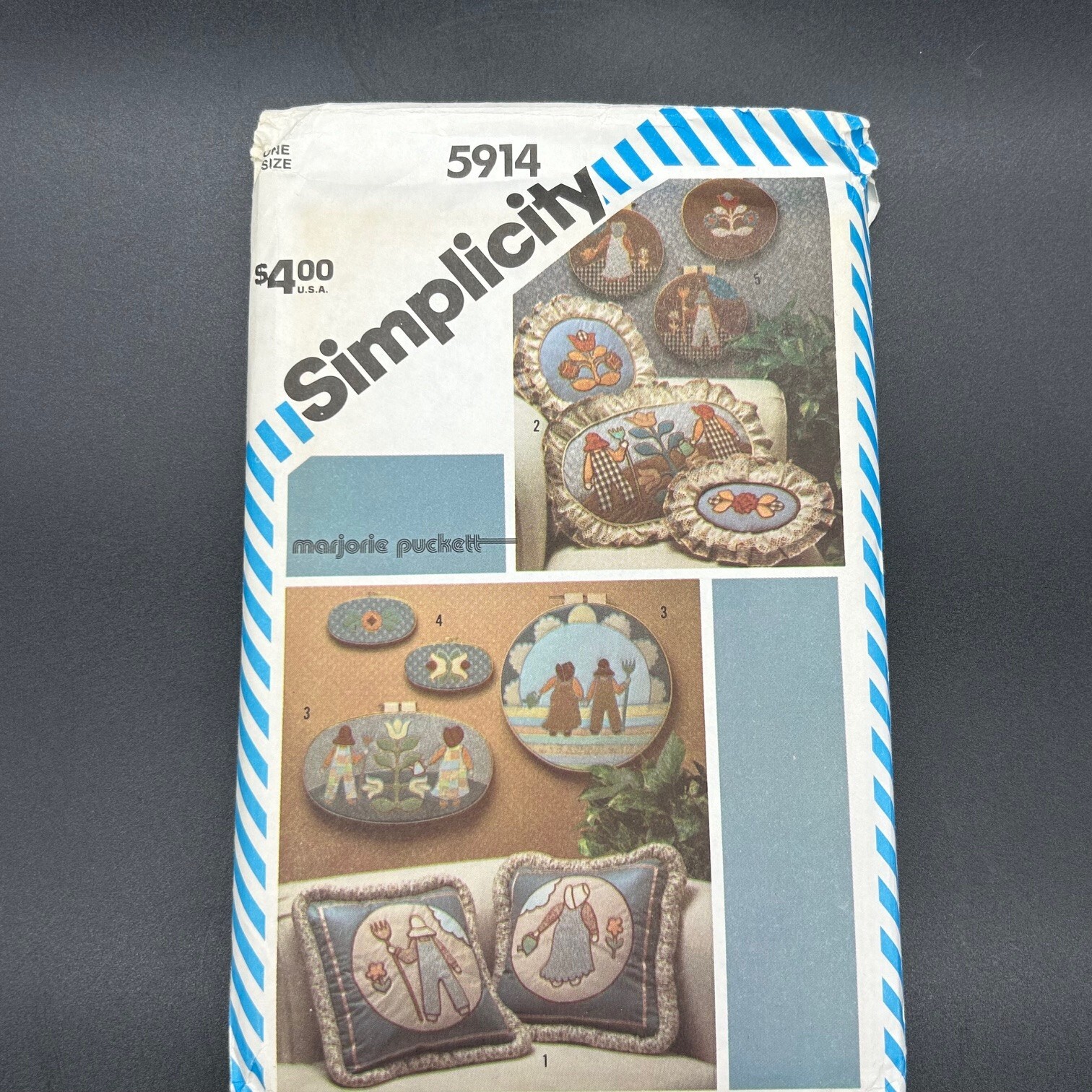 Vtg Simplicity 5914 Applique Pillows & Hoop Wall Hangings Country ...