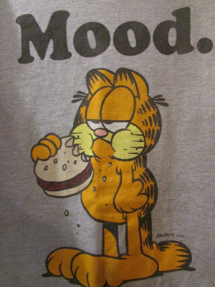 Garfield T-Shirt - Gray - Size Large - Garfield Brand | eBay