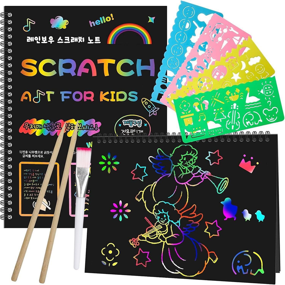 Scratch Paper Art Set for Kids: 2 Pack Scratch off Arts Crafts ...