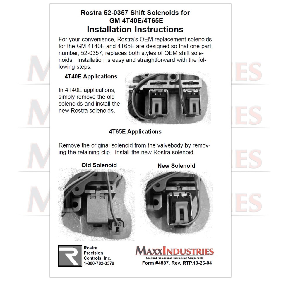 4T40E 4T45E 4T65E Transmission Shift Solenoid Set Rostra 52-0357 (OE ...