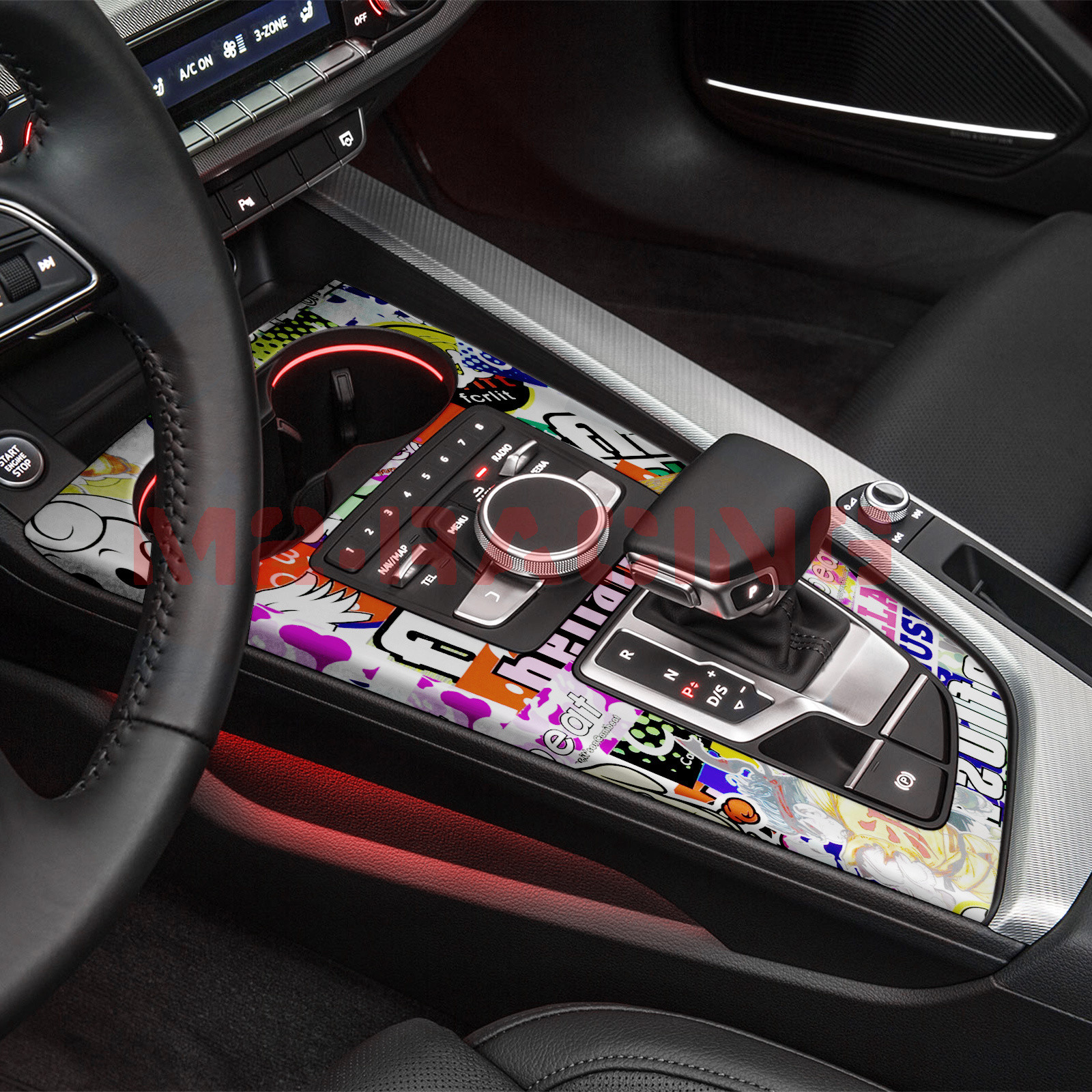 【Sticker Bomb】 Black White Vinyl Wrap Decal Film Graffiti Cartoon Sheet ...