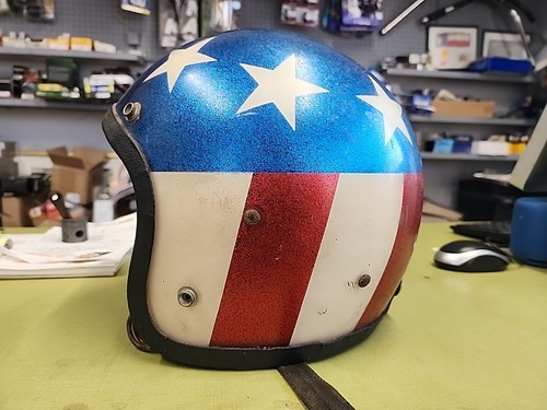 Motorcycle 3/4 Helmet Stars Stripes Easy Rider Vintage | eBay