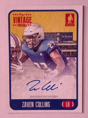 Zaven Collins 2021 Onyx Vintage Autographs Blue Ink RC AUTO Arizona ...