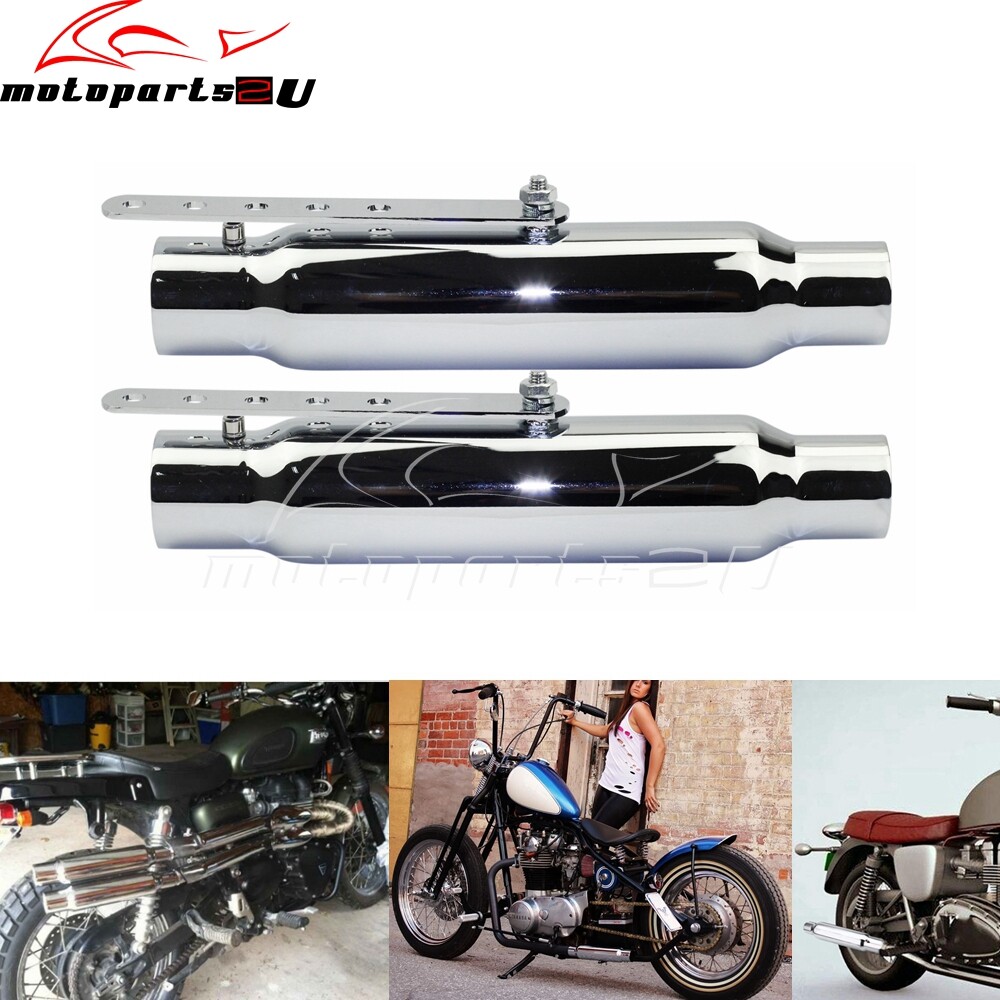 Shorty Megaphone Mufflers Exhaust Pipes Motorcycle For 1 1/2" or 1 3/4 ...