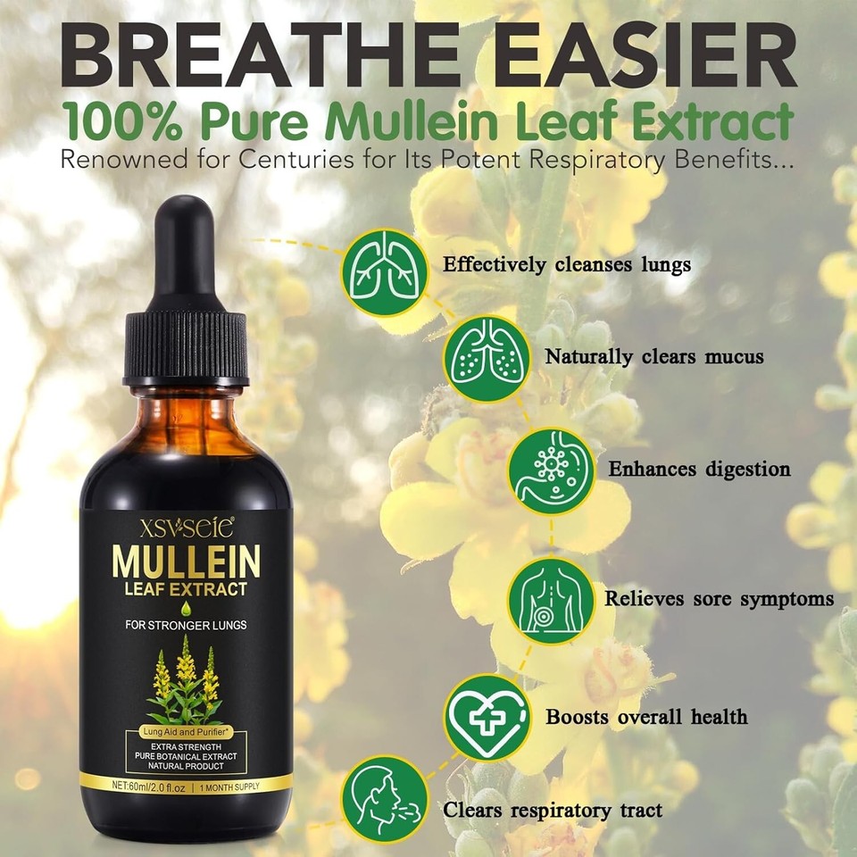 Mullein Drops for Lungs, Mullein Leaf Extract for Lungs,Mullein Leaf ...