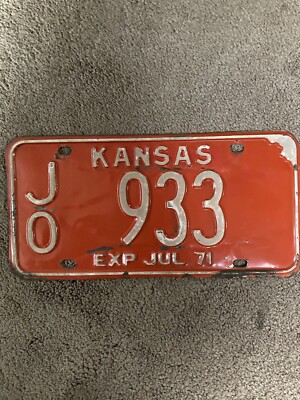 1971 Kansas License Plate - JO 933 - Nice! | eBay