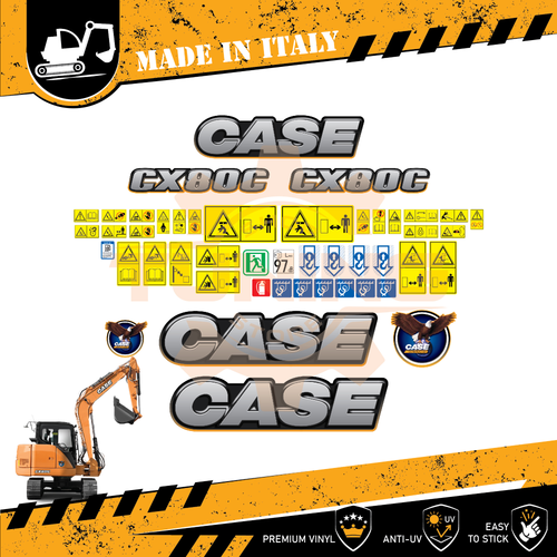 Aufkleber Abziehbilder Arbeitsausrüstung Case CX80C MSR | eBay.de