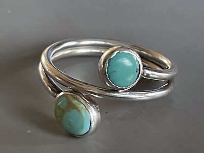 925 Sterling Silver Turquoise Wrap Ring Size 9.5 Adjustable ...