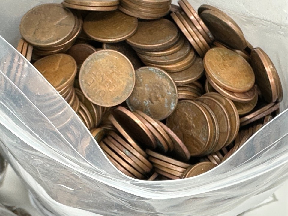 Lot 3,000 + Lincoln Wheat Cent !909 - 1958 PDS Old Penny Coins 21 lbs ...