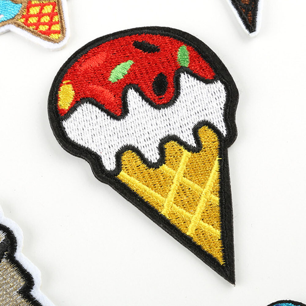 20 pcs DIY Ice Cream Embroidered Patches Colourful Iron on Sew On Sweet ...