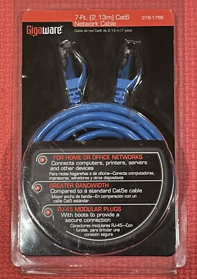 GIgaware 7ft. (2.13m) Cat6 Network Cable 278-1766 | eBay