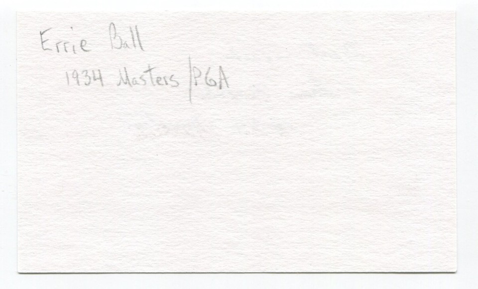 Errie Ball Signed 3x5 Index Card Golf PGA Masters Champion Autograph ...