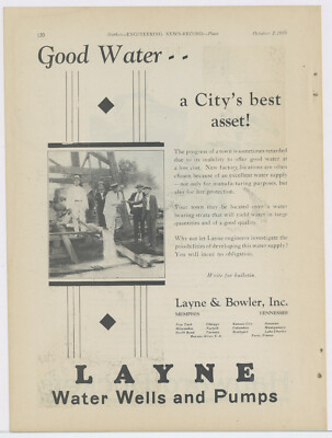 1930 Layne & Bowler Advertisement: Layne Pumps, Memphis, Tennessee HQ ...