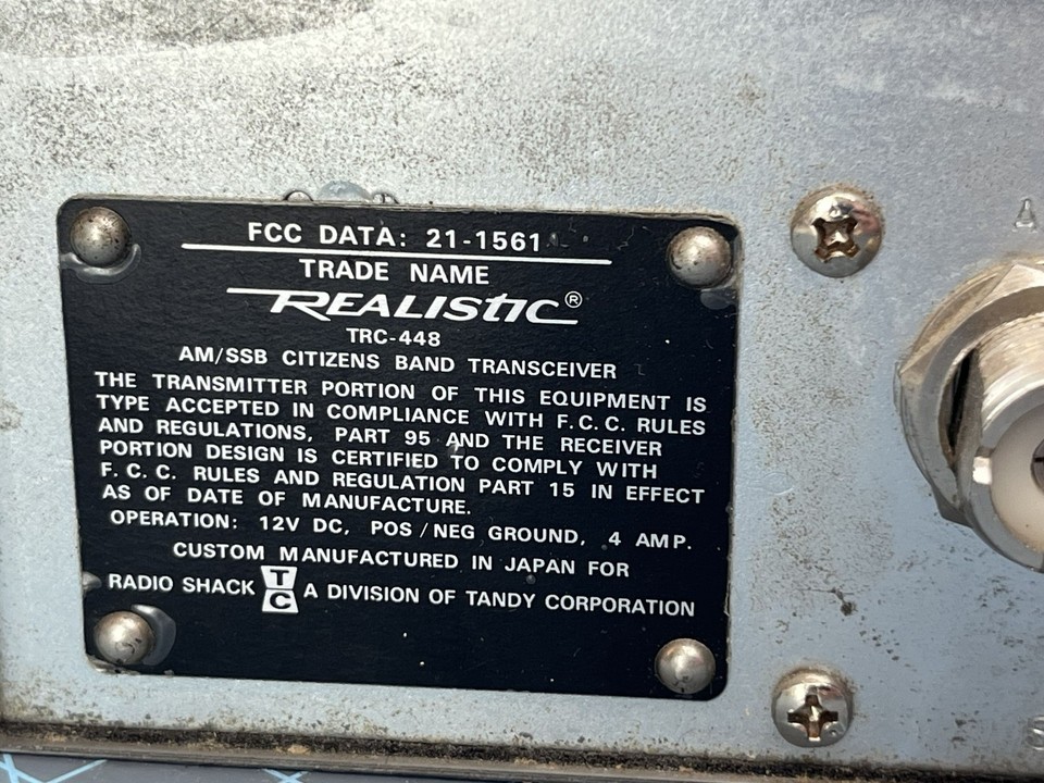 Vintage Realistic TRC-448 CB Radio SSB Base/Mobile Radio – Powers On ...