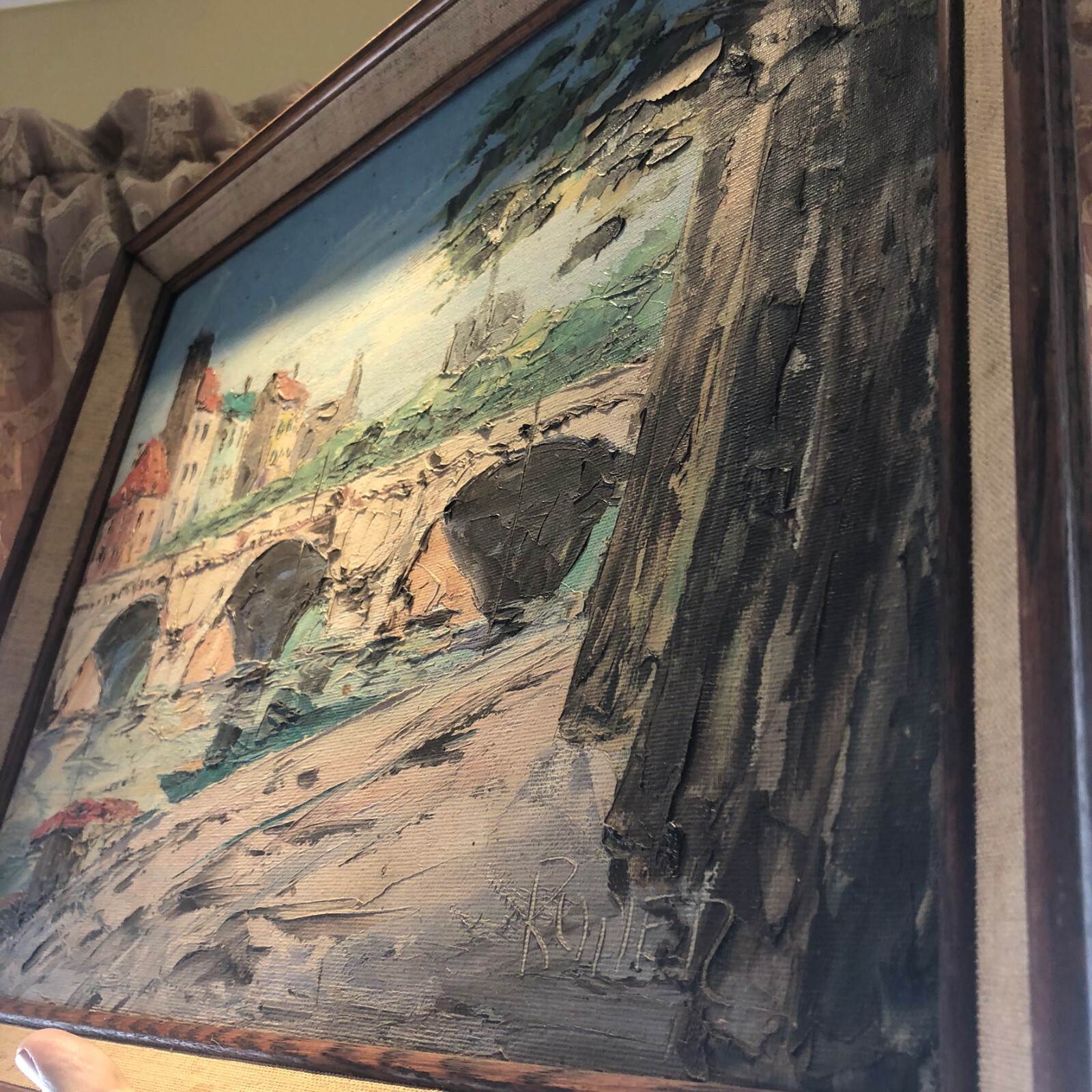 Orignal signed Fred Roner art oil canvas painting Pont Neuf Paris ...