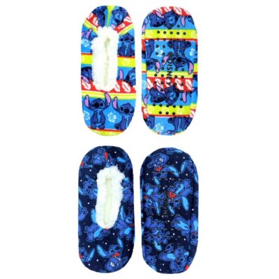 2 Pairs Disney's Blue Stitch Women's Grip Bottom Slipper Gift Set | eBay