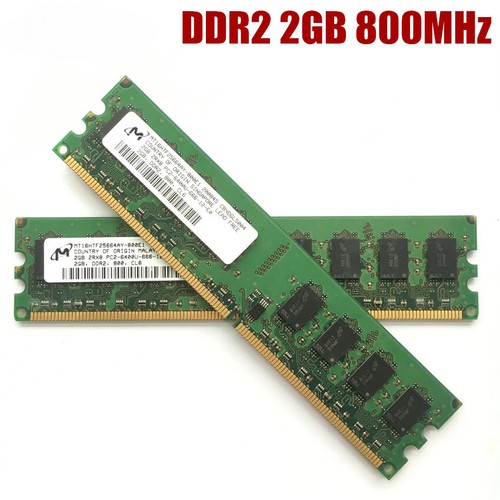 5PCS CRUCIAL/Micron DDR2 2GB 667 800MHz desktop memory stick PC2-6400U ...