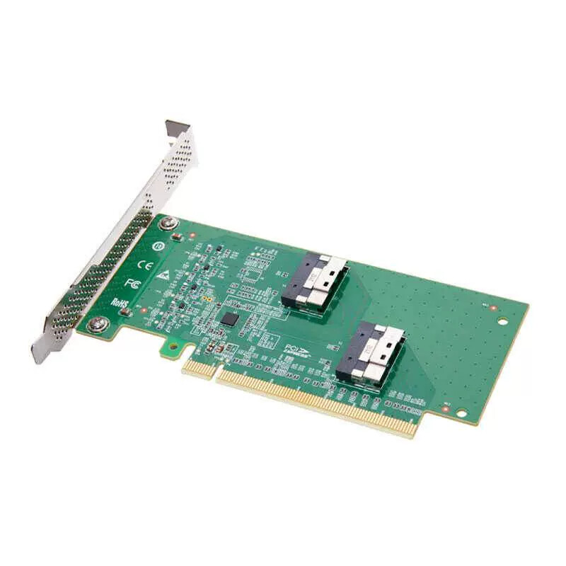 PCIE X16 to 2-port SlimSAS Retimer Expansion Card | eBay
