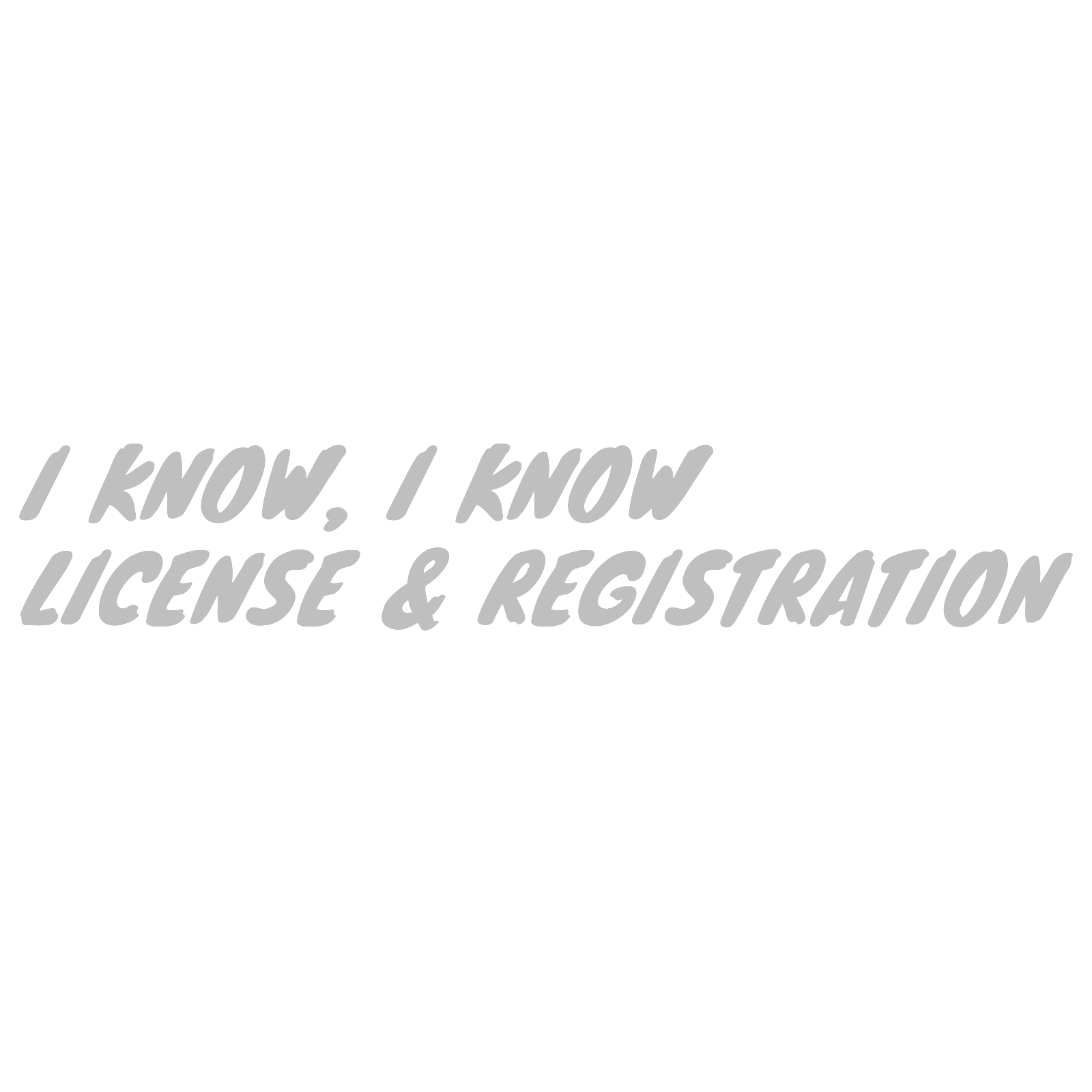 I Know I Know License & Registration Decal Stickers Truck Motorcycle ...