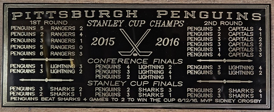 Pittsburgh Penguins 2015-2016 Stanley Cup Champions 12" X 15" Plaque | eBay