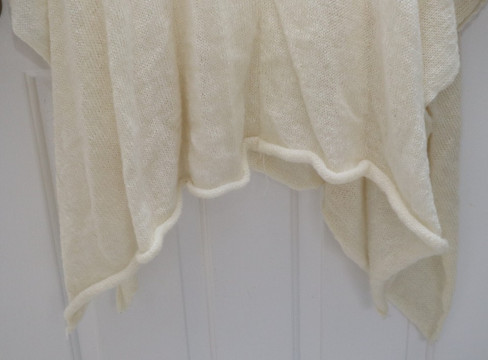 FLAX Cape Poncho Cape Off White Sweater Mohair Blend Knit Women's Plus ...