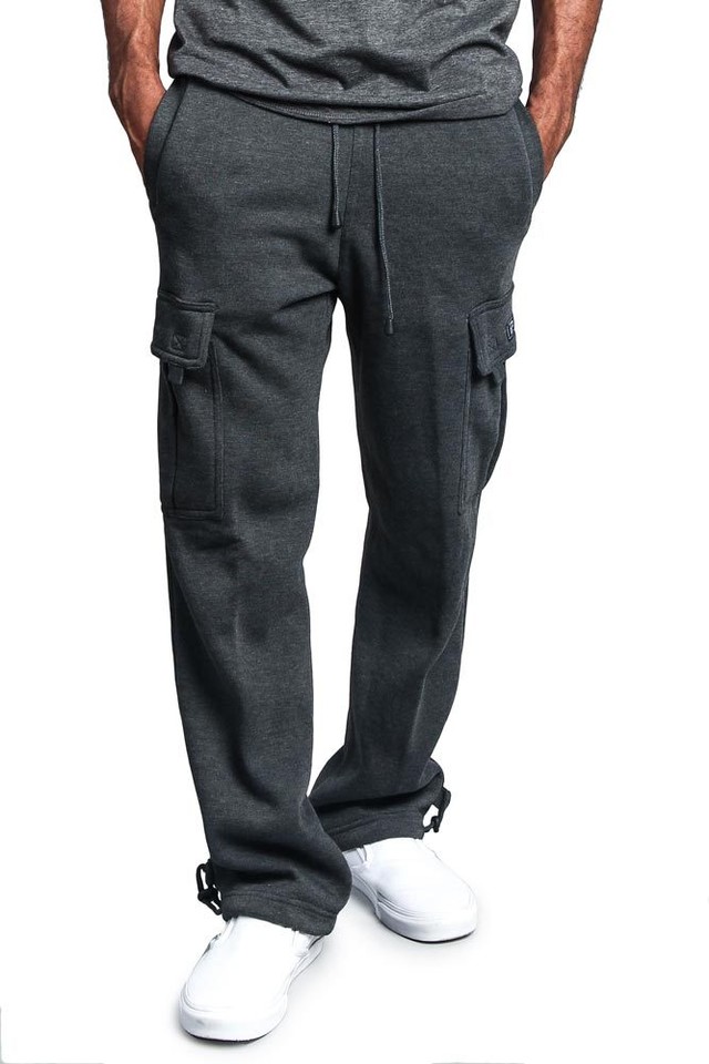 G-Style USA Men's Jogger Heavy Weight Fleece Cargo Pocket Sweat Pants S ...