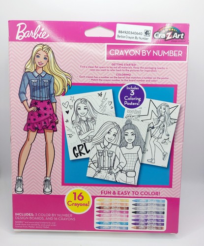 Cra-Z-Art Barbie Crayon by Number Poster Set, 19 Piece Coloring Set ...