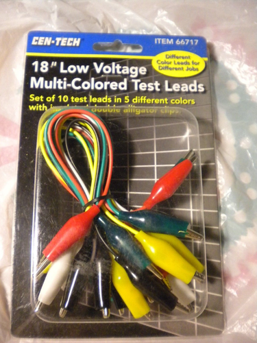 CEn-Tech 18" Low Voltage Multi-Colored Test Leads Set of 10 in 5 Colors ...