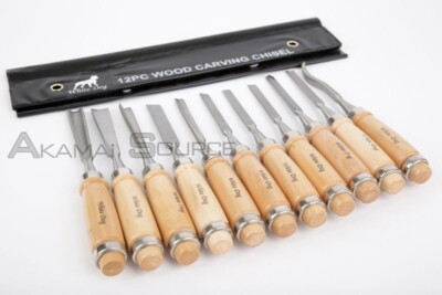 12 Pc Professional Wood Carving Hand Chisel Tool Set Woodcarving Hobby ...