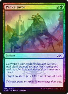 Pack's Favor FOIL Guilds of Ravnica NM Green Common MAGIC MTG CARD ...