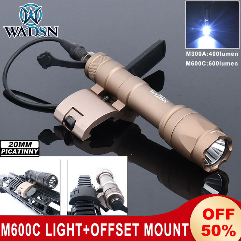 Tactical Airsoft M600C Flashlight M300A MINI Weapon Light Offset Mount ...