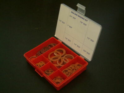 130 Piece Imperial Red Flat Fibre Washers Kit 1/8"BSP to 1"BSP (MALE) | eBay UK